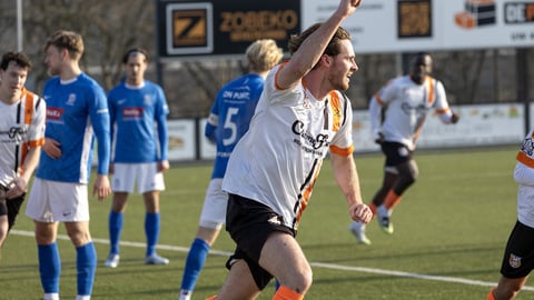 Nick de Graaf (HBC) is geen rasechte spits, maar hij is toch topscorer ...